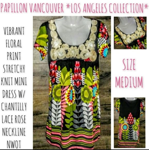 Papillon Blanc | Dresses | Papillon Dress Size M Mini Bright Floral ...